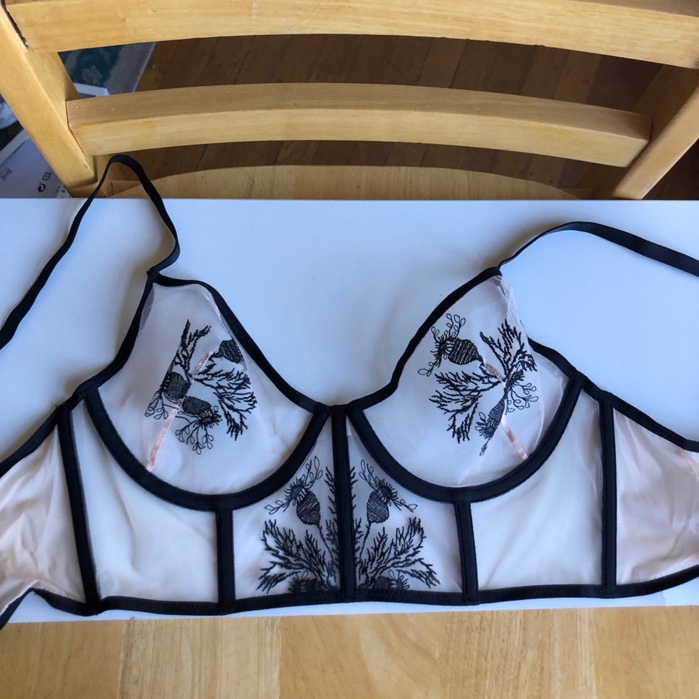 Thistle And Spire Embroidered Longline Bra Size 32d - Gem